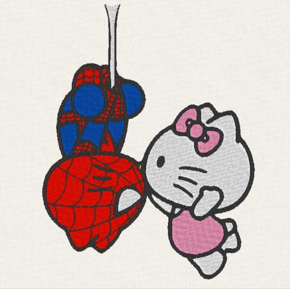 Spiderman X Hello Kitty Kiss Embroidered Unisex Hoodi… - Gem